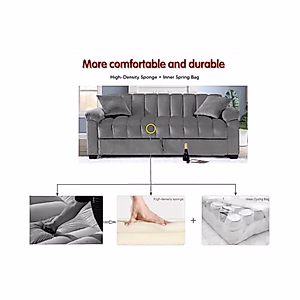 Legend Vansen Velvet Storage Convertible Sofa Bed Sleeper Couch Sofabed, Violet