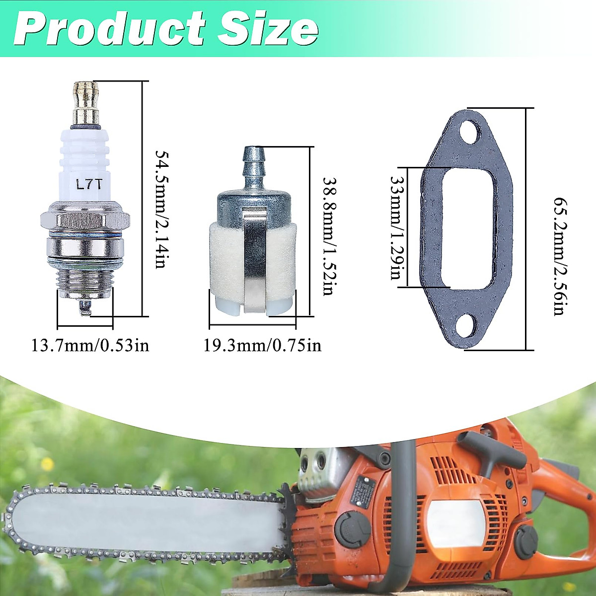 Chainsaw Cylinder Crankcase Muffle Gasket Oil Seal Crankshaft Ball Bearing 15pcs Kit for Husqvarna 362 365 371 372 372XP Replacement Parts with Washer, Clutch Piston Bearing Fuel Filter etc.