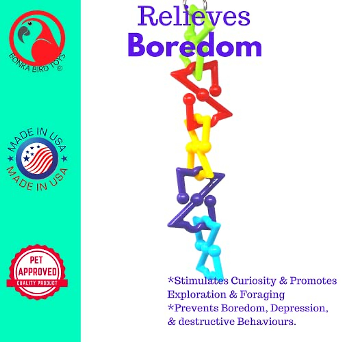Bonka Bird Toys 3638 Z Link Small Bird Toy Conure Cockatiel Parakeet