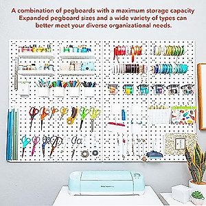 6Pcs Pegboard, Peg Board, Pegboard Wall Organizer, Mount Display Pegboard Kits fit Pegboard Storage, Small Pegboard for Craft Room Garage Kitchen, Peg boards for Walls - White Pegboards Panels