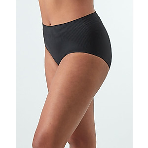 Bali Women's Comfort Revolution Modern Seamless Brief Underwear, 4-Way Stretch Panties, Black, 8