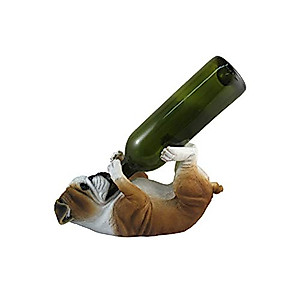 World of Wonders English Bulldog Wine Bottle Holder | Kitchen Counter Bottle Display Stand | Gift for Dog Lovers | Home Decor Bulldog Figurine Statue - 11"