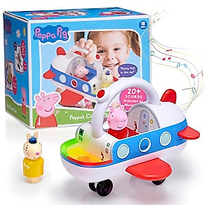 WOW! STUFF Peppa Pig Toys Clever Plane | Pre-School Learning Interactive Toy | 25+ Lights, Sounds and Phrases | Reacts to Motion Detection | for Toddlers Both Girls and Boys Ages 3+, White