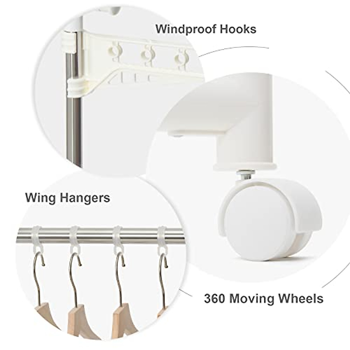 Todeco Clothes Drying Rack, Foldable Stainless Steel Laundry Drying Hanger Rack on Wheels for Laundry with Extendable Rods and Hanging Rail for Indoor Outdoor