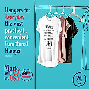 USA Made 20-Pack Plastic White Hangers - Standard-Size Clothes Hanger with Notches - Slim and Durable Hangers for Clothing and Accessories - Closet Organization Essentials for Home, Apartment, Dorm