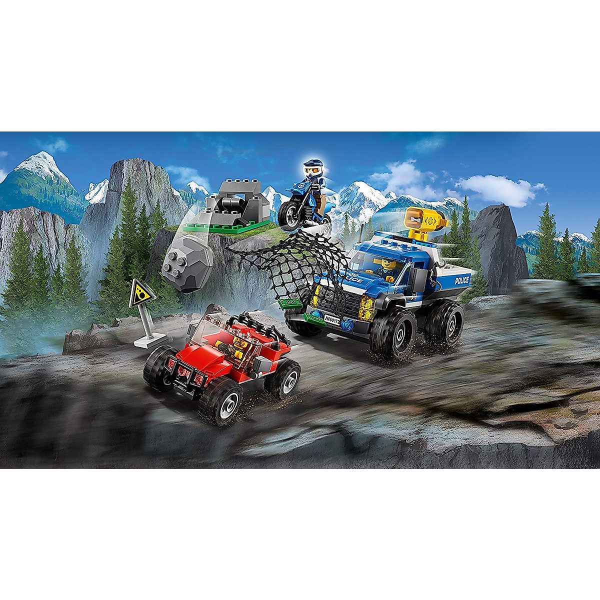 City Mountain Dirt Road Pursuit Police Building Set, Police 4x4 Toy Car & Buggy, Police Toys for Kids