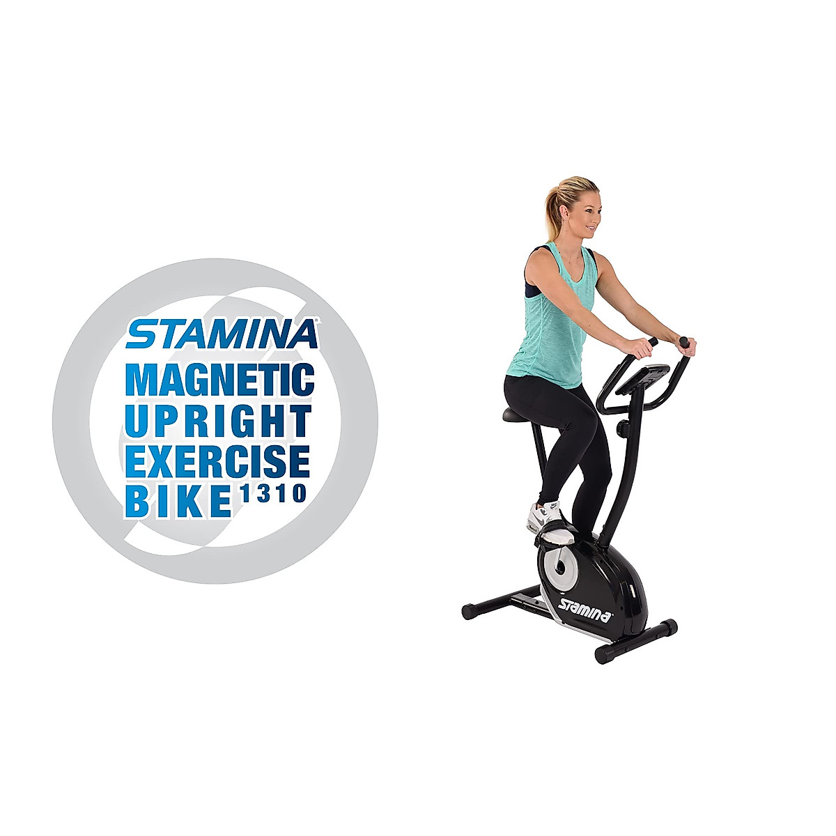 Stamina Magnetic Upright Exercise Bike 1310 - Smart Workout App, No Subscription Required - 8 Levels Smooth, Quiet Magnetic Resistance - Easy-to-Use Fitness Monitor - Integrated Heart Rate Sensors
