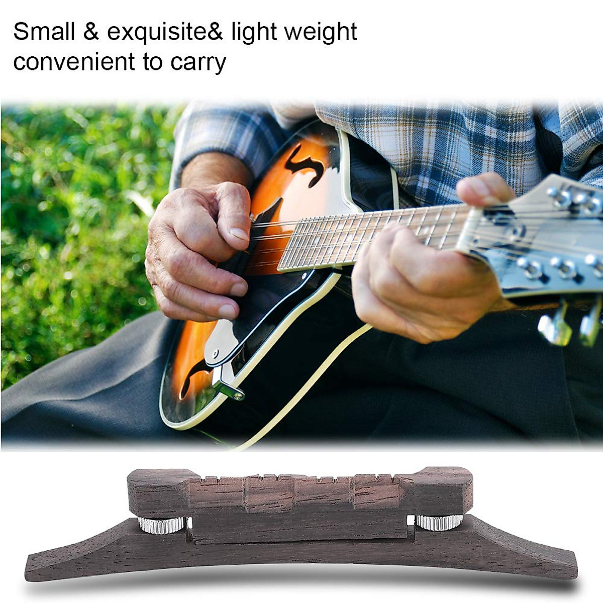 Rosewood Mandolin Bridge, Adjustable Rosewood Mandolin String Height Bridge Musical Instrument Accessory,Archtop Mandolin Bridge For Guitar Bass Mandolin Musical Parts Mandolin Bridg