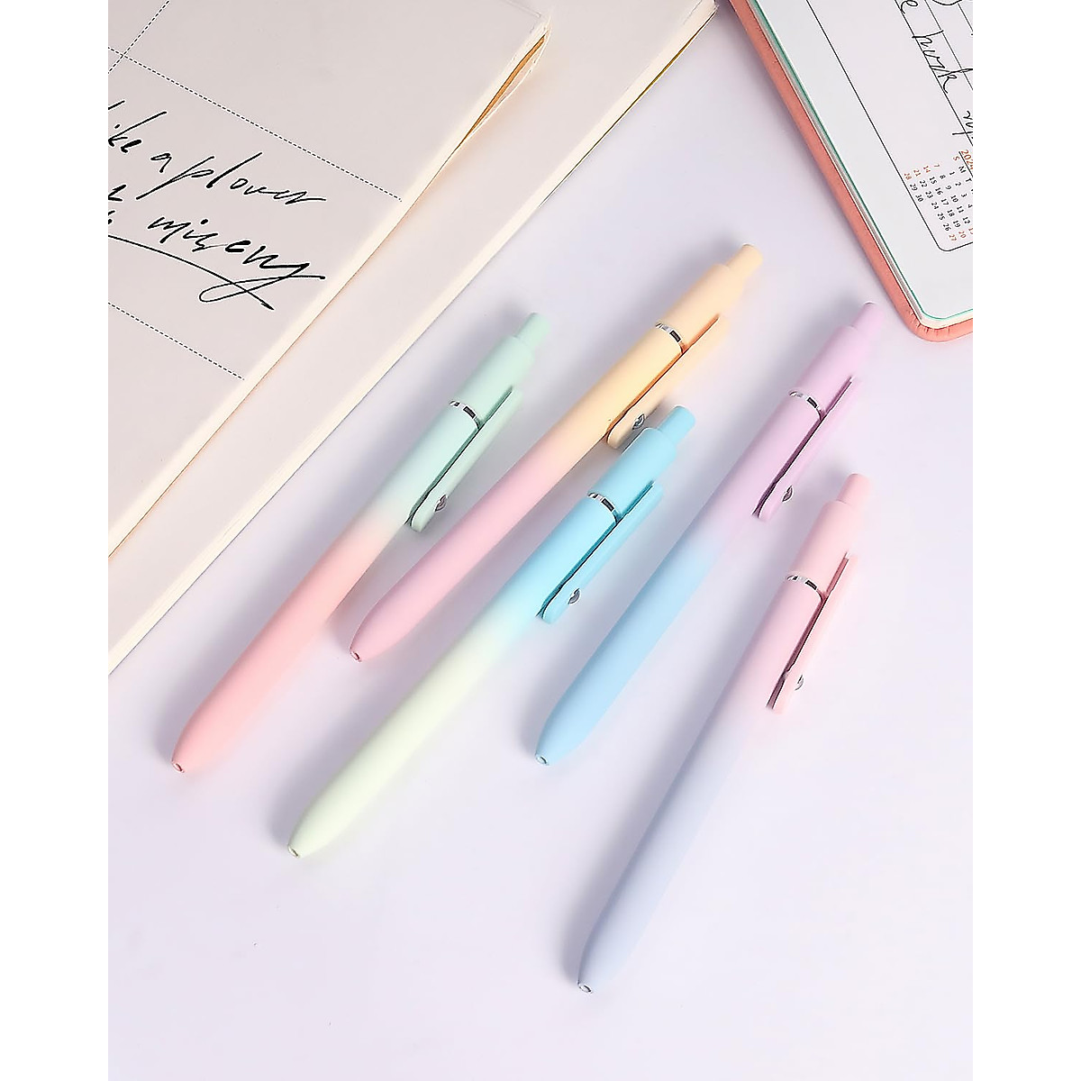 FIOVER Gel Pens, 5pcs Black Ink Medium Point 0.7mm Smooth Writing Pens with Comfort Grip, Aesthetic Ballpoint for Journaling School Office Supplies, Gifts for Women Men