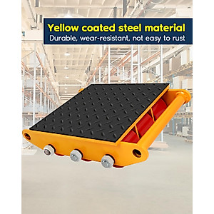 FAHKNS Machinery Moving Skate Heavy Duty Machinery Skates Cargo Mover 15T Machine Skates with Non-Slip Cap 9 PU Rollers for Heavy Duty Industrial Moving Equipment(Yellow)