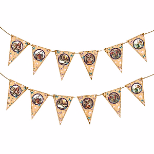 ASVP Shop Alice in Wonderland Bunting Hanging Vintage Look Party Supplies for Mad Hatter Tea Parties