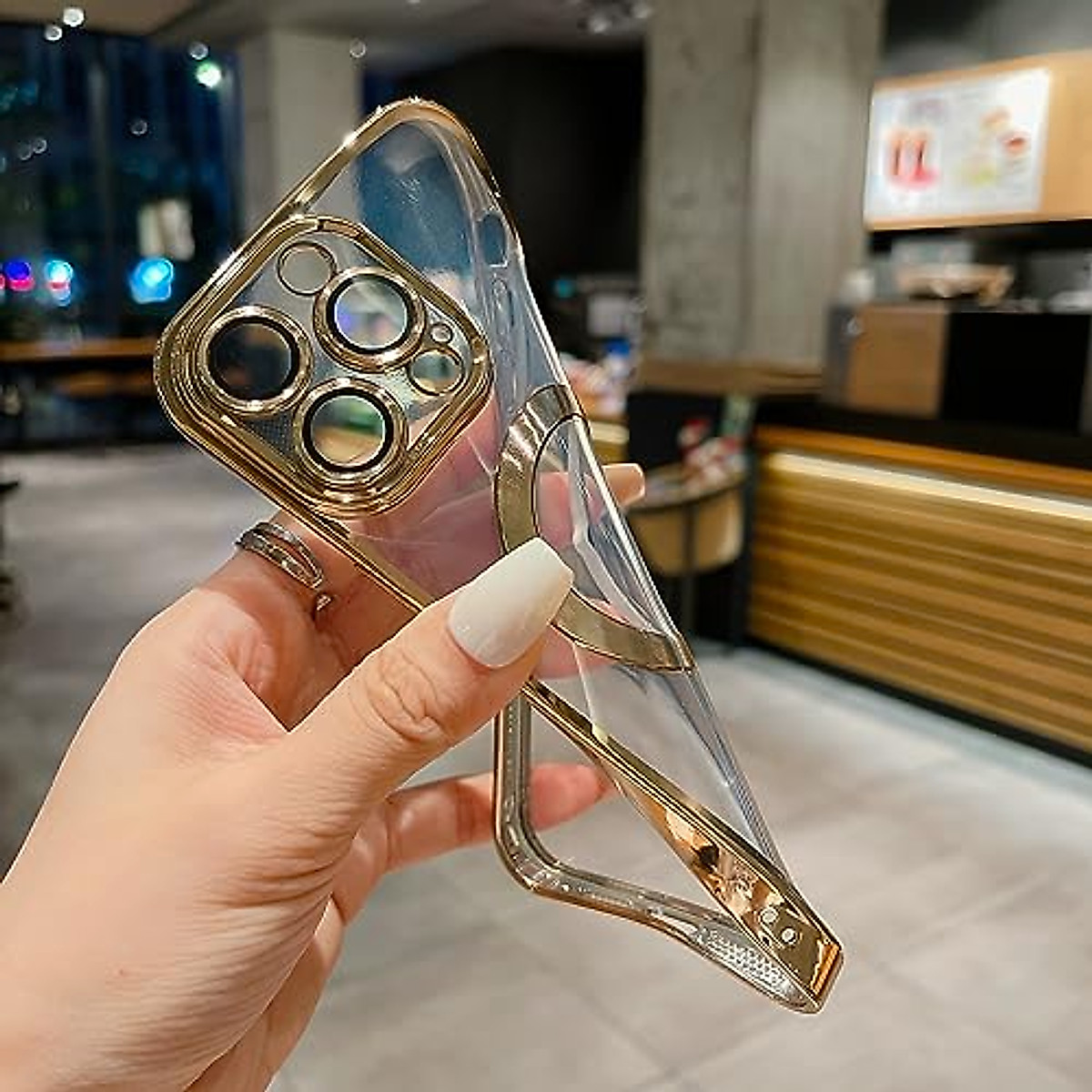 Mangix for iPhone 13 Pro Max Case,Magnetic Clear [Compatible with MagSafe] Camera Lens Protector Plating Luxury Cover for Women Girls Soft TPU Shockproof for Apple iPhone 13 Pro Max 6.7inch