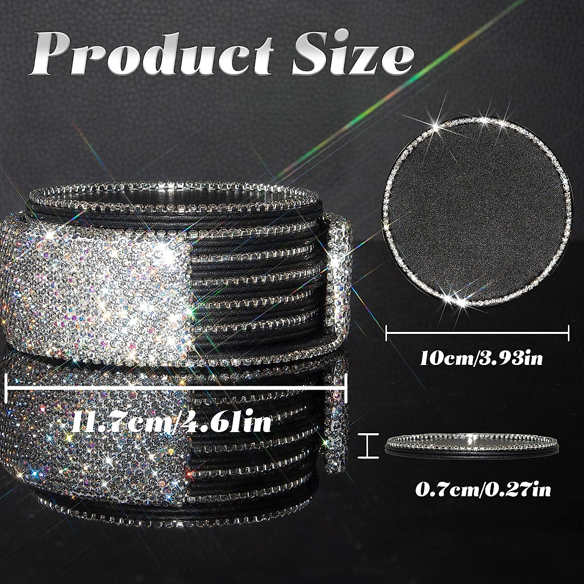 Coasters for Drinks Coffee Tea Cup Pads Table Mat with Coaster Holder for Home,Office,Kitchen,Bar,Bling Crystal Luxury Handmade Diamond (Set of 6) (R White)