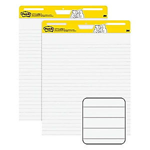 Post-it Super Sticky Easel Pad, Great for Virtual Teachers and Students, 25 x 30 Inches, 30 Sheets/Pad, 2 Pads, Lined Premium Self Stick Flip Chart Paper, Teacher Anchor Chart (561WL) (561WL VAD 2PK)