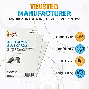 Flyweb Fly Light Glue Boards 1 Pack of 10 Replacement Glue boards for Gardner Flyweb Classic Fly Light and Flyweb Plus - Trap Fruit Flies, Mosquitoes, bugs and other Flying Insects