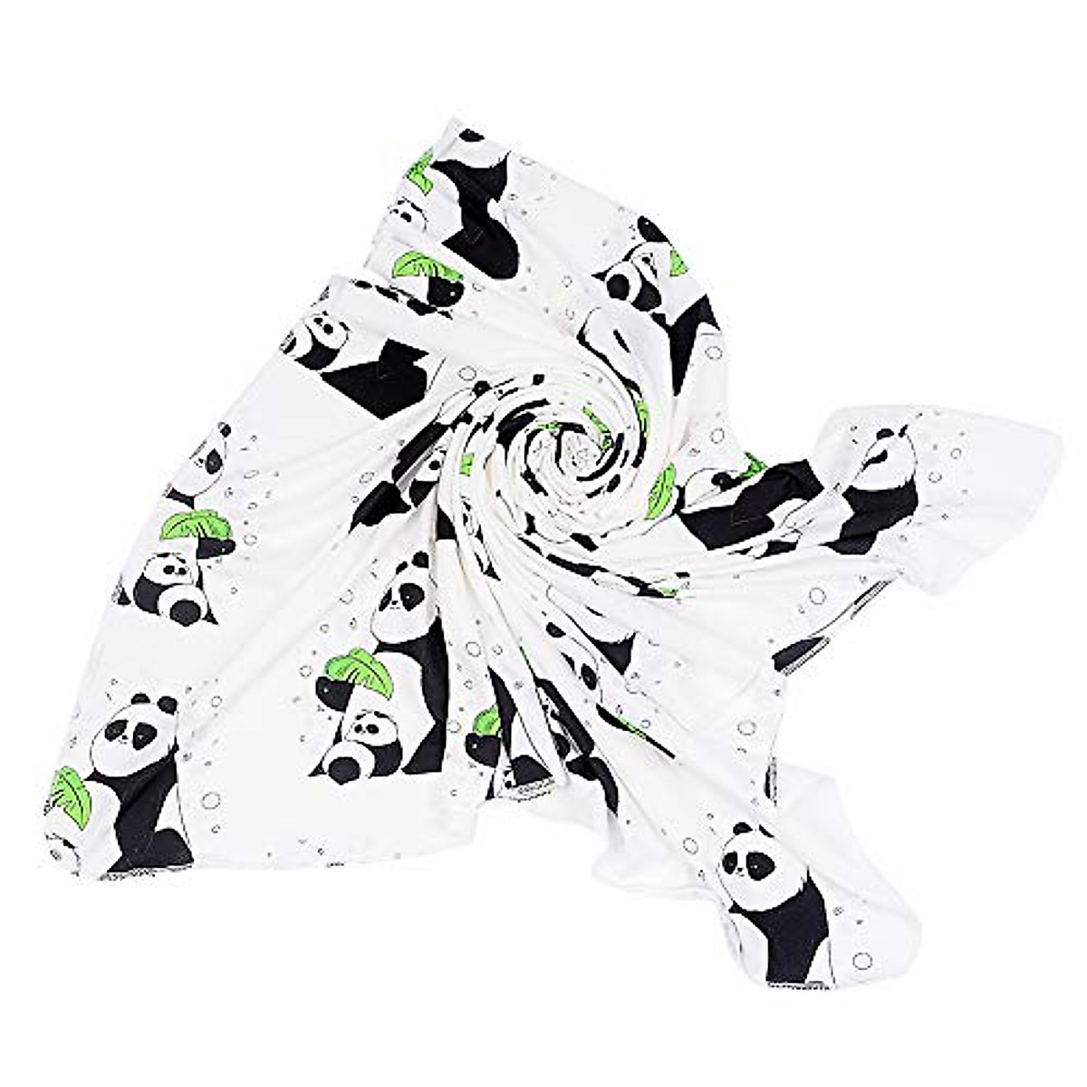 QTECLOR Newborn Receiving Blanket Headband Set - Unisex Soft Baby Swaddle Girl Boy Gifts (Blanket-Panda)