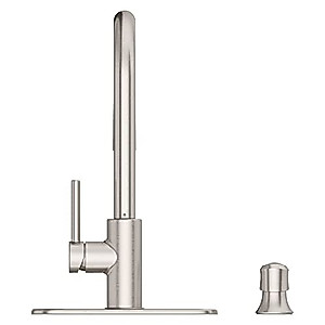 Pfister Zanna Kitchen Faucet with Pull Down Sprayer and Soap Dispenser, Single Handle, High Arc, Spot Defense Stainless Steel Finish, F5297ZNRGS
