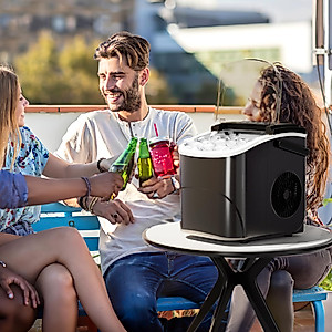 Kismile Ice Makers Countertop with Handle,26Lbs/24H,9 Cubes in 6 Mins,2 Sizes of Bullet Ice,Portable Ice Maker with Self-Cleaning,Ice Maker Machine Perfect for Home & Kitchen(Black)