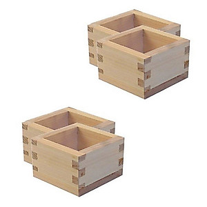 JapanBargain 3323, Small Wooden Sake Cups Masu Japanese Hinoki Wood Saki Cups Made in Japan, 2 ounce, Set of 4