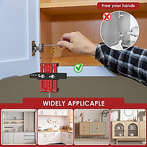 XULRKOS Cabinet Door Installation Positioner, Aluminum Alloy Cabinet Hardware Jig, Adjustable Length Cabinet Installation Tool, Punch Locator Precise Woodworking Drill Guide for Cabinet Installation