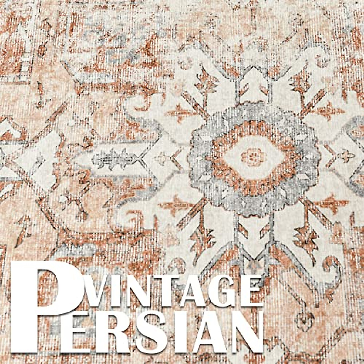 jinchan Persian Vintage Area Rug 5x7 Indoor Floor Cover Print Distressed Carpet Brick Red Multi Thin Rug Chenille Mat Foldable Accent Rug Lightweight Kitchen Living Room Bedroom Dining Room