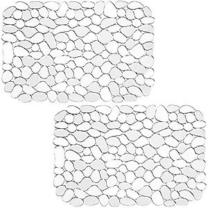 Coopay Kitchen Sink Mat Pebble Sink Mat PVC Eco-friendly Kitchen Adjustable Stainless steel/Porcelain Dish Drying Pad Sink Protector for Bottom of Kitchen Sink, 15.8 x 11.8 inches (2 Pack, Clear)
