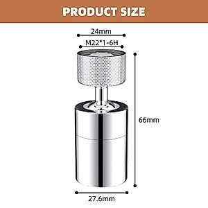 Hibbent Dual-function Female Faucet Aerator, 1.8 GPM Extra Big Angle Rotate Kitchen Sink Aerator Sprayer Head 360 Degree Swivel Kitchen Sink Sprayer Attachment-55/64 Inch-27UNS Female Thread-Chrome