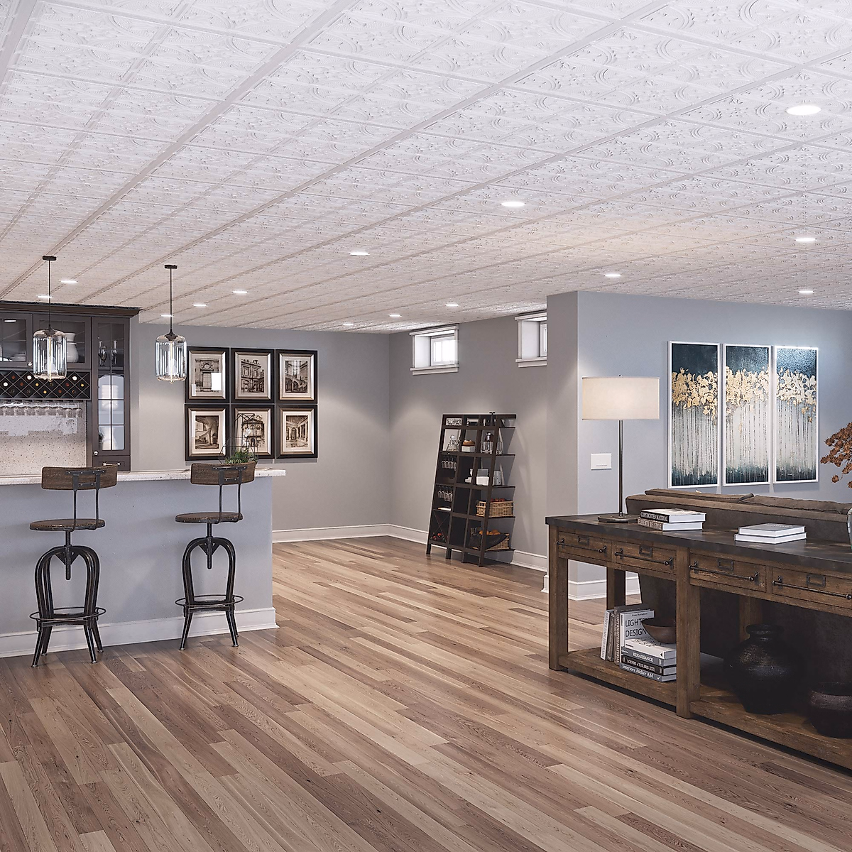 Genesis 2ft x 2ft White Antique Ceiling Tiles - Easy Drop-in Installation – Waterproof, Washable and Fire-Rated - High-Grade PVC to Prevent Breakage - Package of 12 Tiles