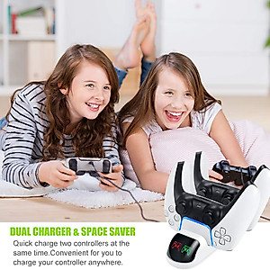 PS5 Controller Charger, findway PS 5 DualSense Controller Charging Station, Dual USB Type-C Fast Charging Dock with LED Indicator, Compatible for Playstation 5 / PS5/ Controller