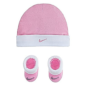 Nike Baby Girls Hat And Bootie 2 Piece Gift Set (Pink(NN0598-A8F)/White, 0-6 Months)