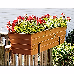 Achla Designs C-21C Plated Flower Box, Window Flowerbox Planter, Large, Copper