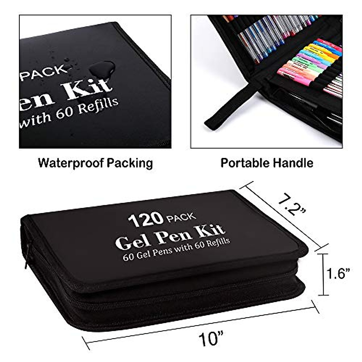 Lelix Gel Pens, 120 Pack Gel Pen Set, 60 Unique Colors with 60 Refills for Adults Coloring Books Drawing Doodling Crafts Scrapbooking Journaling