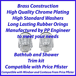 Bathtub and Shower Trim Kit for Price Pfister Compatible – Remodel/Rebuild Set with Clear Acrylic Handles, Stems, Seats & Flanges – Fits Verve & Windsor Faucets – Hot & Cold Replacement Parts