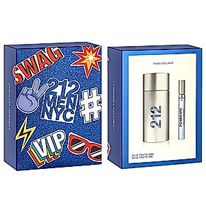 Carolina Herrera 212 for Men 2 Piece Set (3.4 Ounce Eau de Toilette Spray + 10ml Travel Spray)