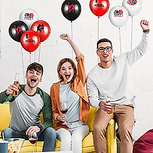 36 Pack Boxing Latex Balloons Boxing Match Birthday Party Latex Balloons 12 Inch Red Black and White Balloons Large Red and Black Boxer Sport Birthday Party Decorations for Boxing Theme Birthday Party