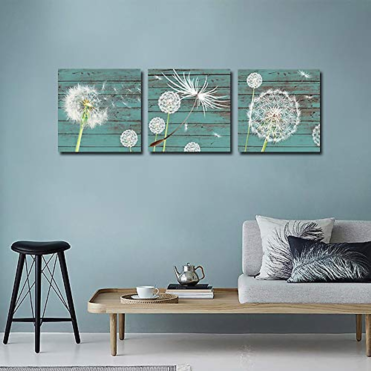 Office Wall Decor Wall Art for Bedroom Dandelion Picture Wall Art Green Driftwood Bathroom Decor Wall Art Modern Canvas Prints Artwork Living Room Kitchen Decor 12x12inch 3 pieces Easy to Hang