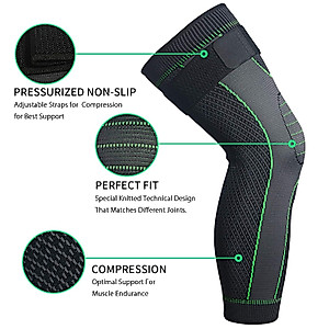Full Leg Sleeves Long Compression Leg Sleeve Knee Sleeves Protect Leg, for Man Women Basketball, Arthritis Cycling Sport Football, Reduce Varicose Veins and Swelling of Legs