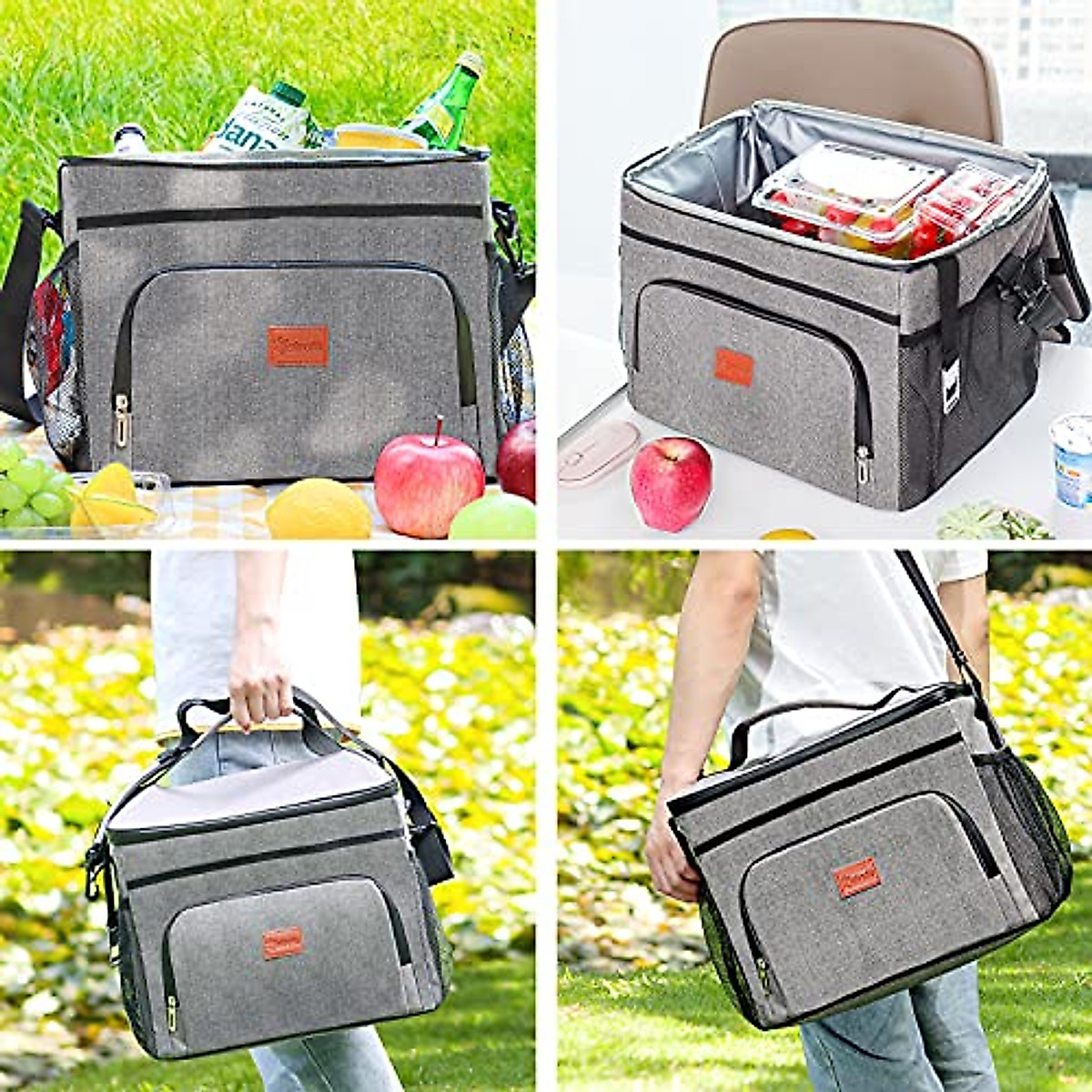 AstroAI Large Lunch Box for Men Women, 40 Can/24L Cooler Bags Insulated Tote Keep Cool and Warm for for Office School Picnic Beach Shopping (Grey)
