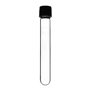 EISCO 24PK Test Tubes, 10ml - Bakelite Screw Cap with Rubber Liner - Borosilicate 3.3 Glass - 3.9" x 0.6" - Round Bottom - Leak Proof