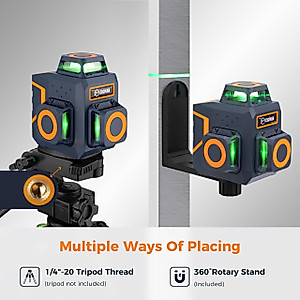 CIGMAN Laser Level 360 Self-leveling, Rechargeable 3X360° Laser Level for Picture Hanging, Construction Laser, Remote Control & Magnetic Bracket,100FT Working Distance, 701SE