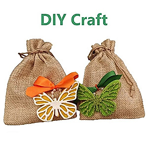 Tomkity 100 Pcs 3x4 Inch Linen Burlap Bags with Drawstring Reusable for Jewelry Wedding Party DIY Craft Gift Bags