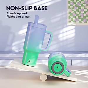 Meoky 32 oz Tumbler with Handle and Flip Straw, 100% Leakproof Tumbler with Lid and Straw, Stainless Steel Insulated Cup, Cupholder Friendly, Keeps Cold for 24 Hours (Fairyland)