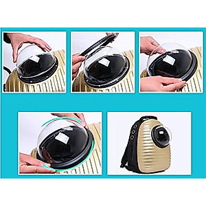 WowowMeow Pet Leather Carrier Bag Traveler Bubble Backpack for Cat Puppy (Yellow)