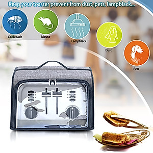 Toaster Cover with Base for 4 Slice Wide Slot, Toaster Oven Cover Compatible with Cuisinart, Small Bread Cover, 4 Slice Toaster Covers with Zipper Pockets Buffalo Check (Cover Only)