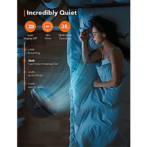 CTOMOA Fans for Home Bedroom, Pedestal Floor Fan with Remote, Standing Fan with Quiet DC Motor,12 Speed&Turbo Levels, 120°Oscillation, 8-Hour Timer, Adjustable Height for 43.5 to 46.8 Inch