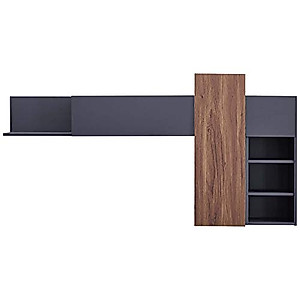 Modway Scope Mid-Century Modern Wall Mounted Shelves, Walnut