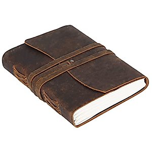 Handmade Leather Journal/Writing Notebook Diary/Bound Daily Notepad For Men & Women Unlined Paper Medium, writing pad gift for artist, sketch (Brown Tan, 7 x 5)