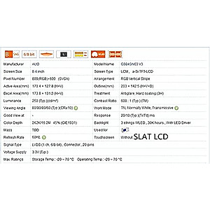 AUO 8.4 Inch Industrial LCD Screen G084SN03 V3 with Full kit of Driver Board