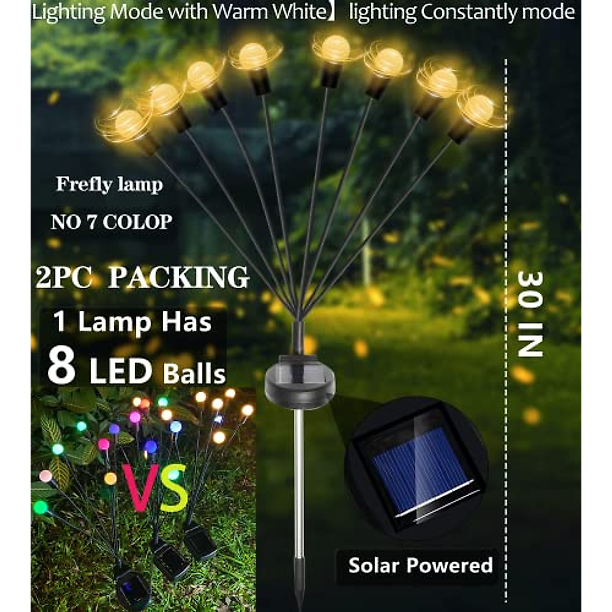 Merkia Solar Powered Garden Firefly Lights, New Upgraded 16LED Swaying Solar Lights Waterproof, Two Luminous Modes Solar Outdoor Lights, Yard Patio Pathway Decoration