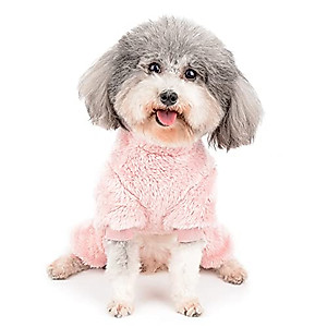 Zunea Winter Dog Pajamas for Small Dogs Warm Fleece Puppy Clothes Pyjamas Fuzzy 4-Legged Pjs Jumpsuit Soft Cozy Plush Pullover Overall Outfit Pet Girl Boy Apparel for Chihuahua Yorkie Pink S